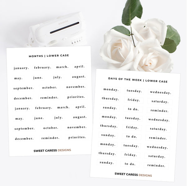 Lower Case Months & Days of the Week – Sweet Caress Designs