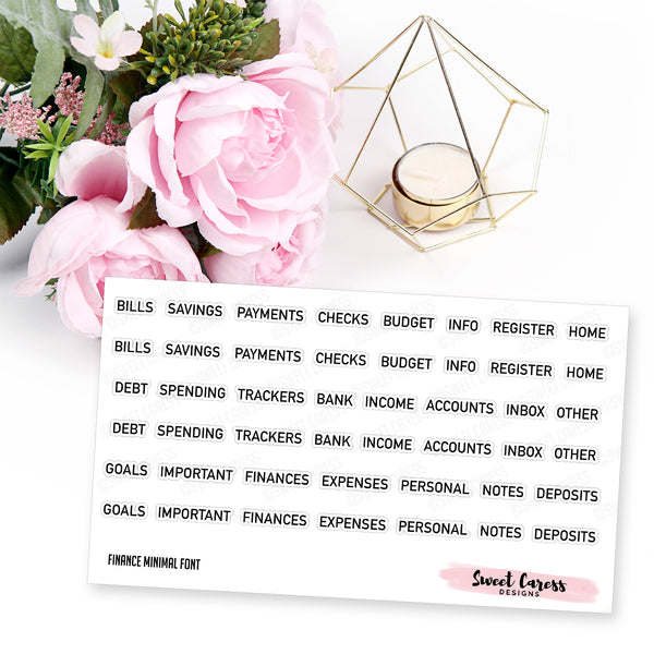 Finance Planner Divider Labels Minimal Font – Sweet Caress Designs