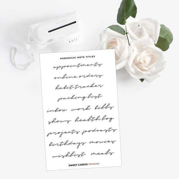 Fancy Script Note Titles – Sweet Caress Designs